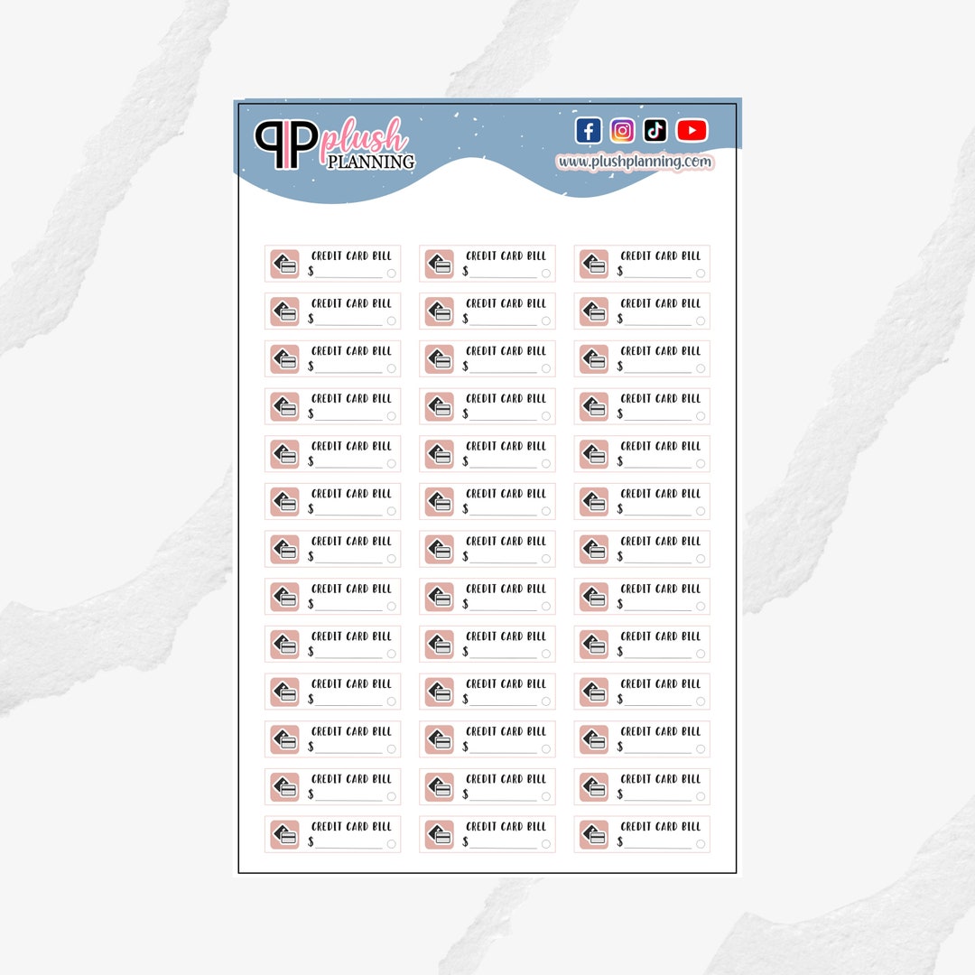 Credit Card Bill Stickers With Icon and Checklist Planner Stickers ...