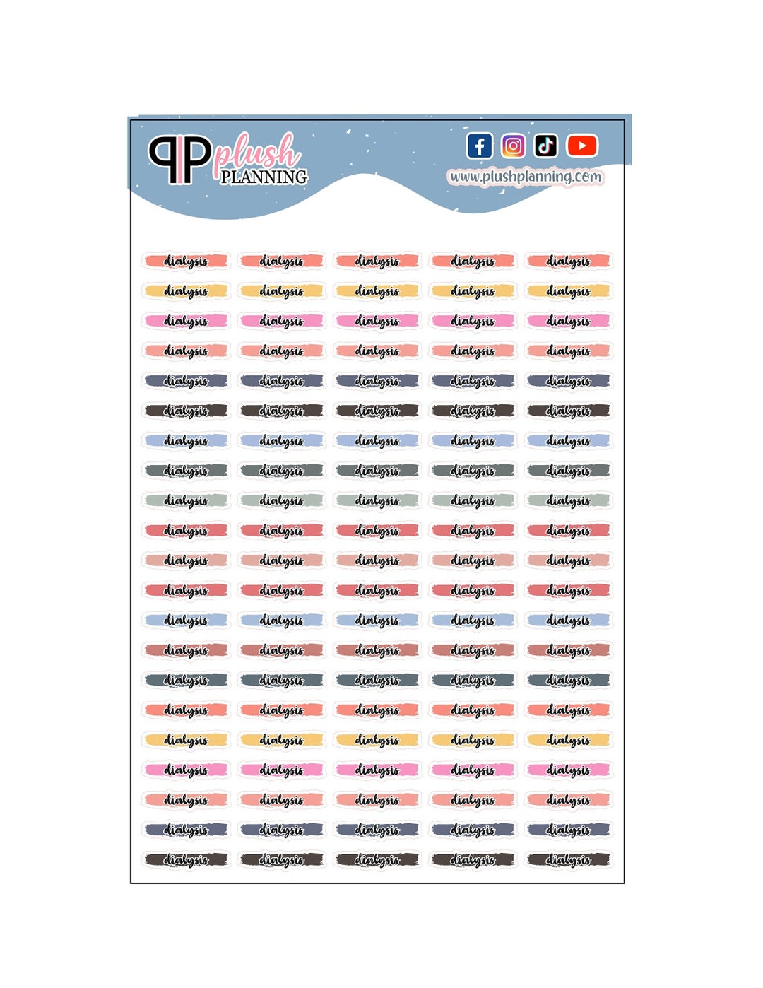 Dialysis Brush Stroke Label Planner Stickers, Laurel Denise Inspired ...
