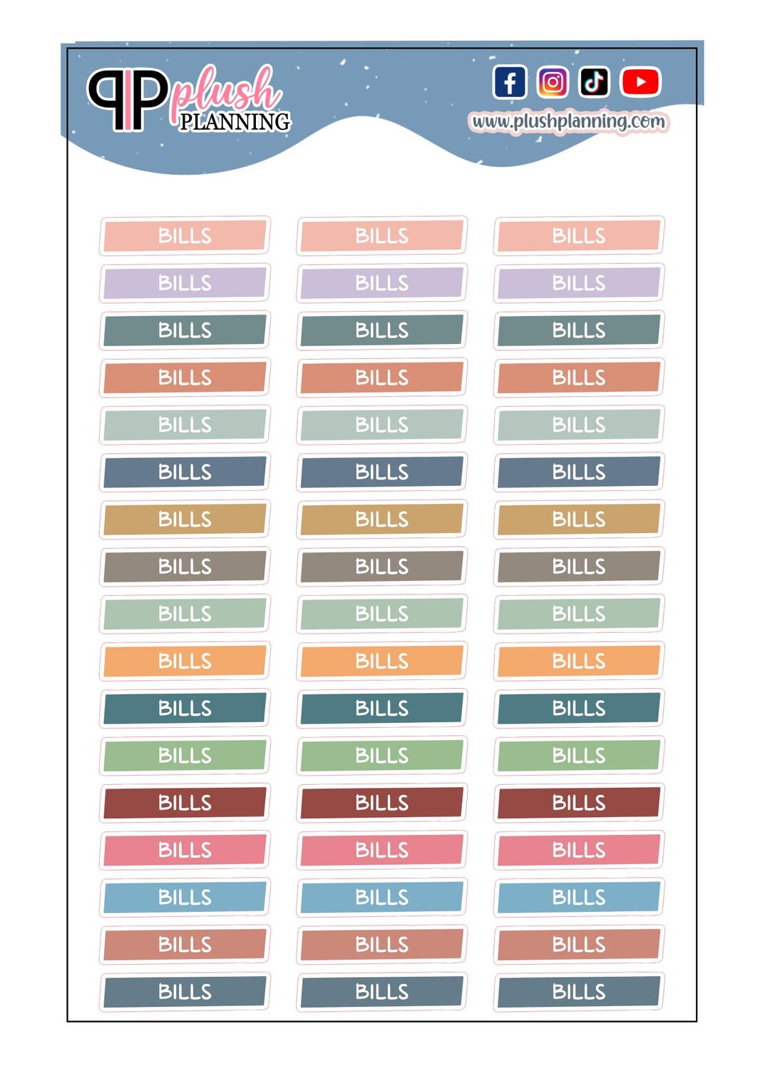 Bills Label Tracker Planner Stickers, Functional Stickers - Etsy