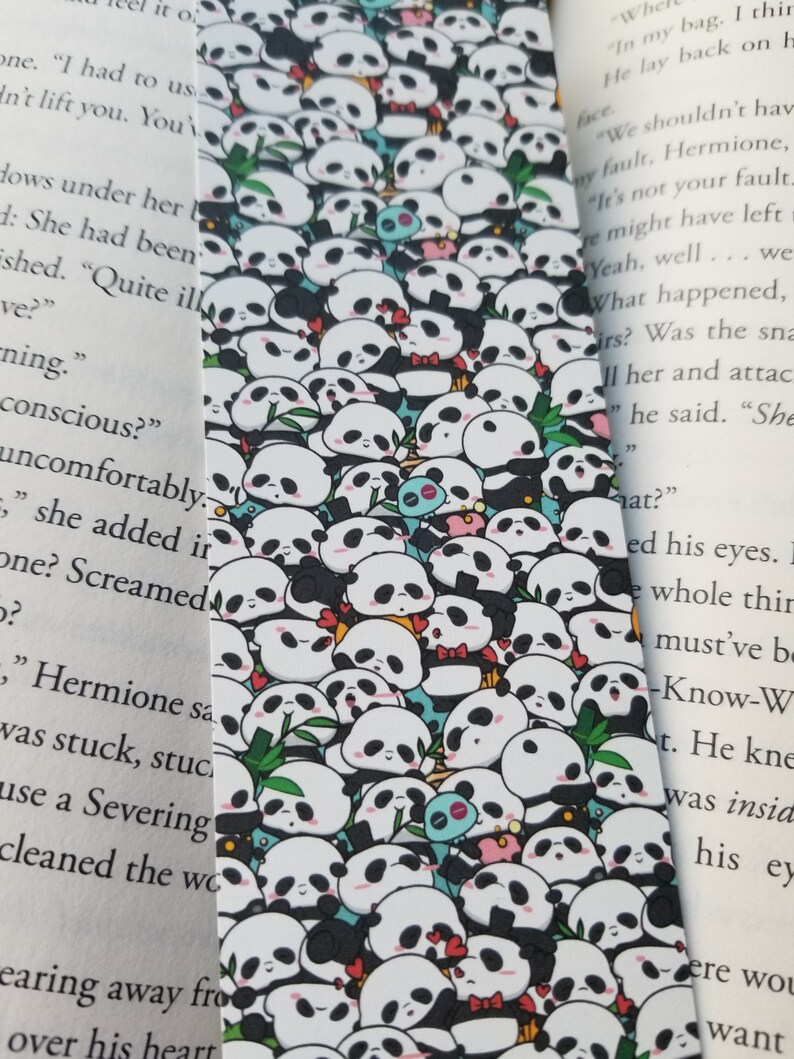 Cute Pandas Pattern Bookmark Rounded Corners | Etsy