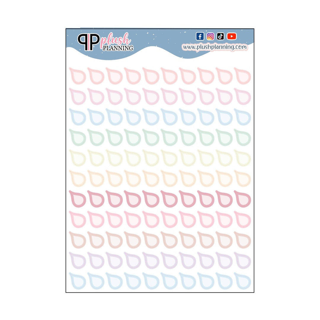 Tear Drop Planner Stickers, Writable Functional Planner Stickers, Tear ...