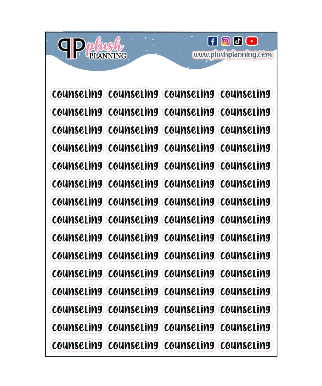 Counseling Script Stickers, Bold Font, Black Color Functional Script ...