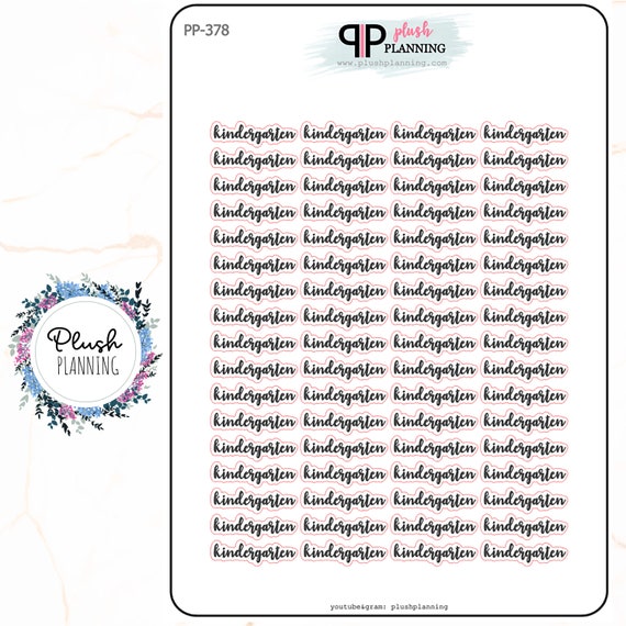 KINDERGARTEN SCRIPT Planner Stickers Plush Planning - Etsy