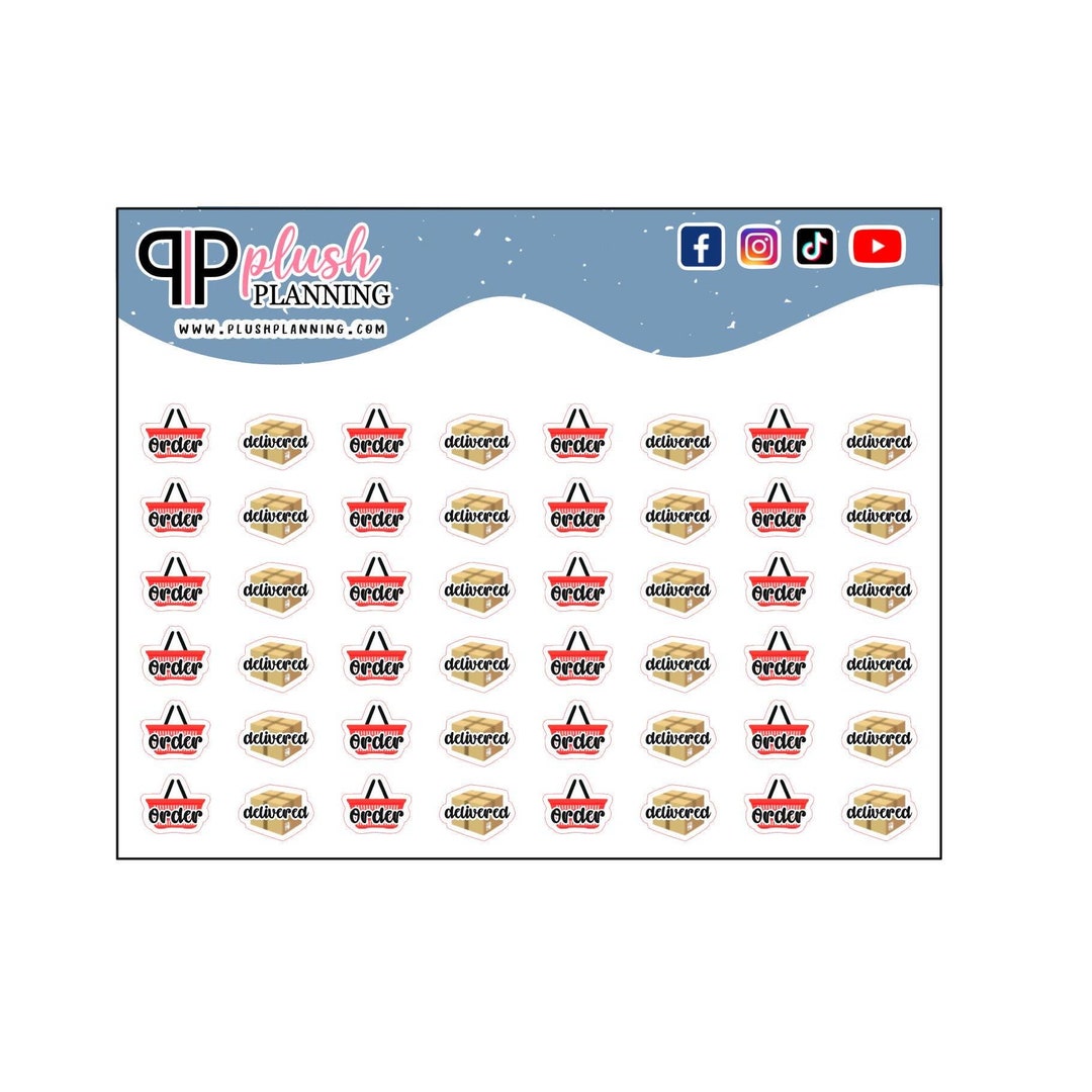 Order and Delivered Script With Icons Planner Stickers, Functional ...