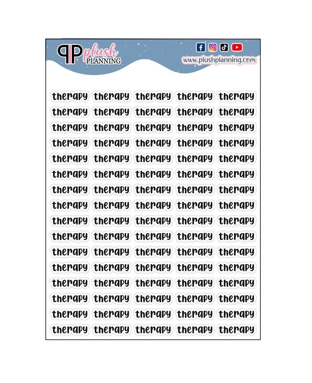 Therapy Script Stickers, Bold Font, Black Color Functional Script ...