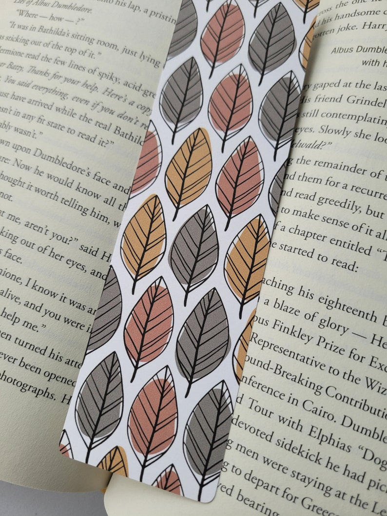 Neutral Leaves Pattern Bookmark Rounded Corners - Etsy