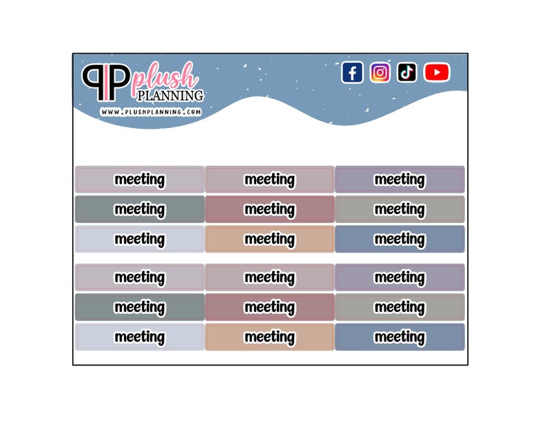 Meeting Label Header Tracker Planner Stickers, Functional Planner ...