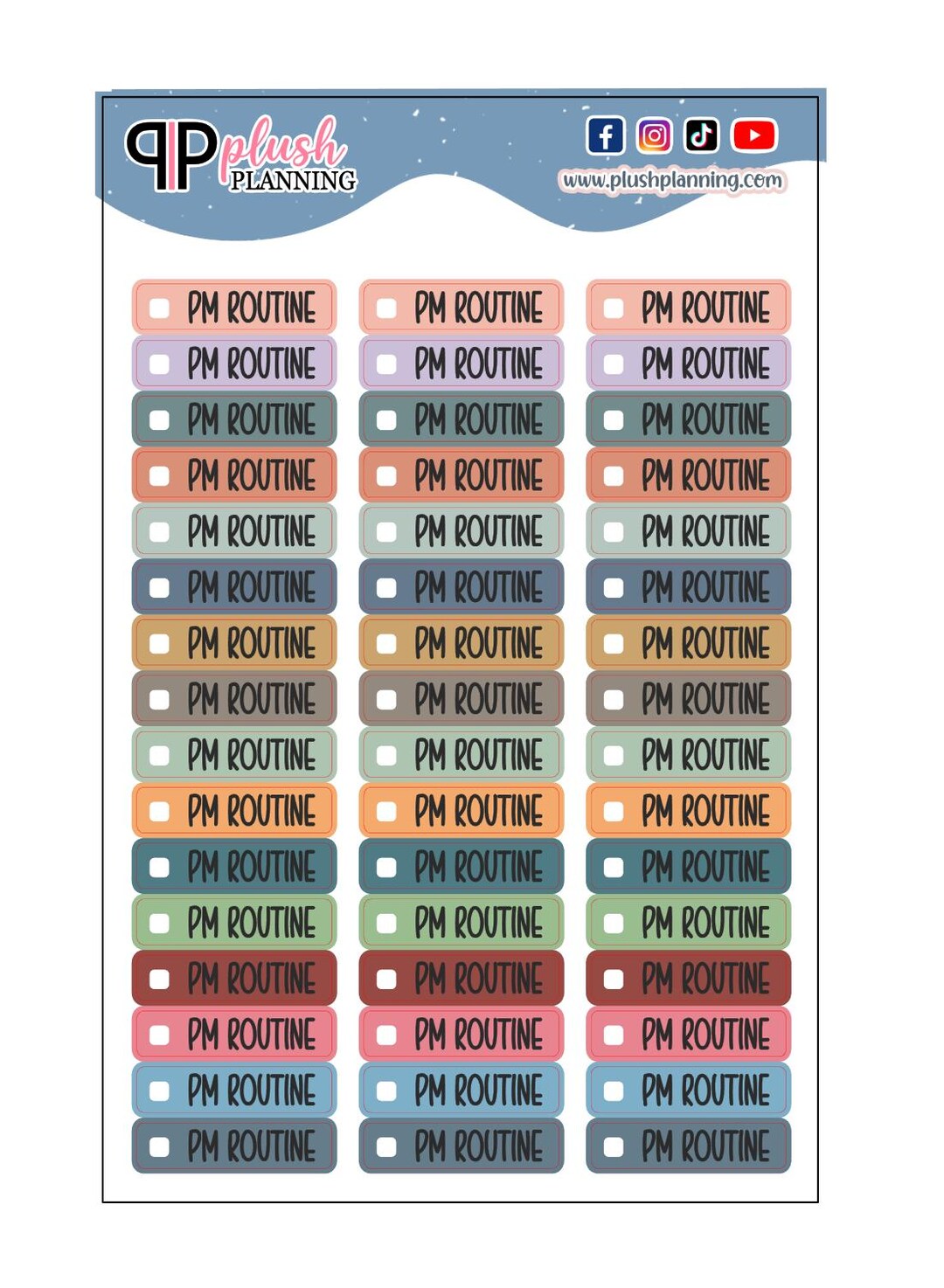 PM Routine Checklist Label Planner Stickers, PM Routines, Morning ...