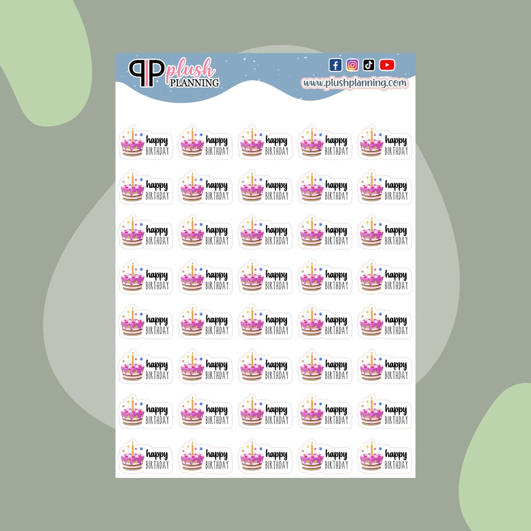 Happy Birthday Cake Event Planner Stickers, Functional Deco Stickers ...