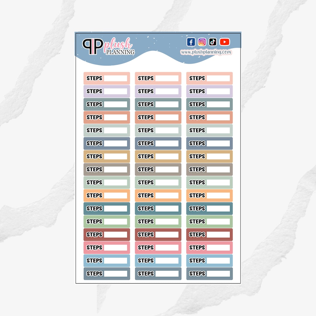 Steps Script Workout Label Planner Stickers, Functional Stickers ...