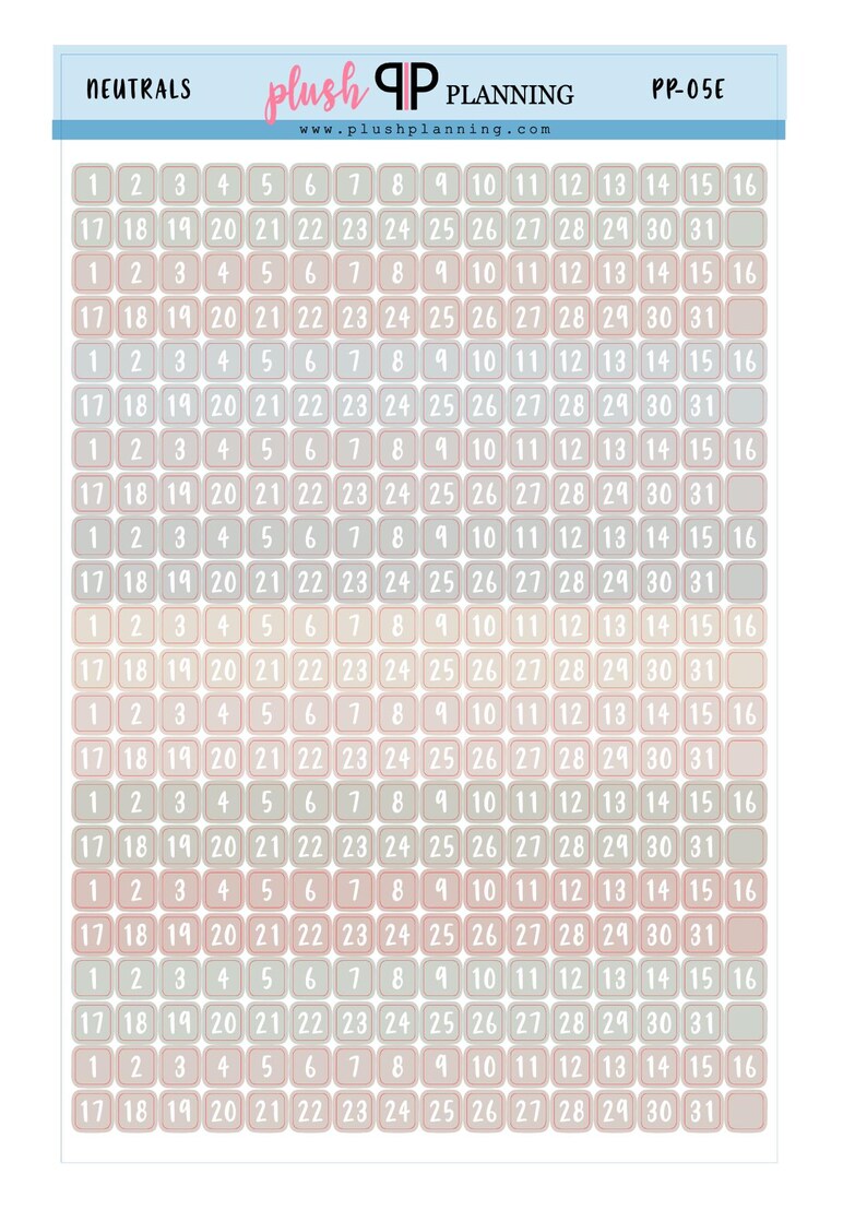 Date Squares Planner Stickers, Pick A Color, for Changeable Replaceable ...