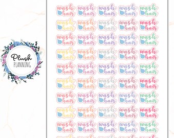 Wash Hair Printable Planner Stickers, Emily Light Skin - Etsy