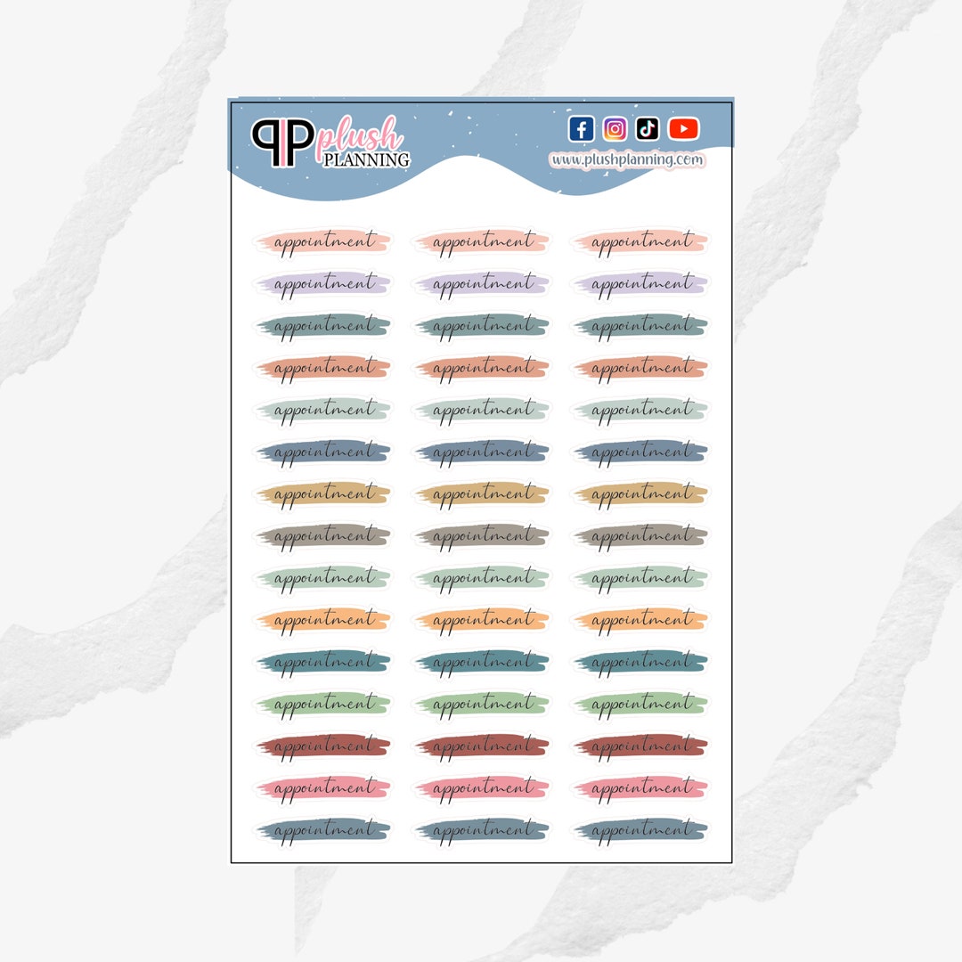 Appointment Script Brush Stroke Planner Stickers, Functional Stickers, Appointment Tracker ...