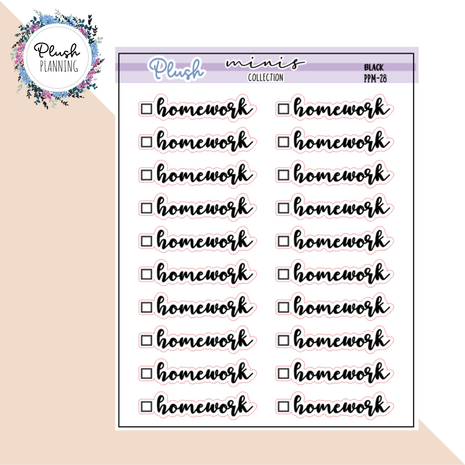 Homework Checkbox Tracker Planner Stickers Mix Colors PP | Etsy