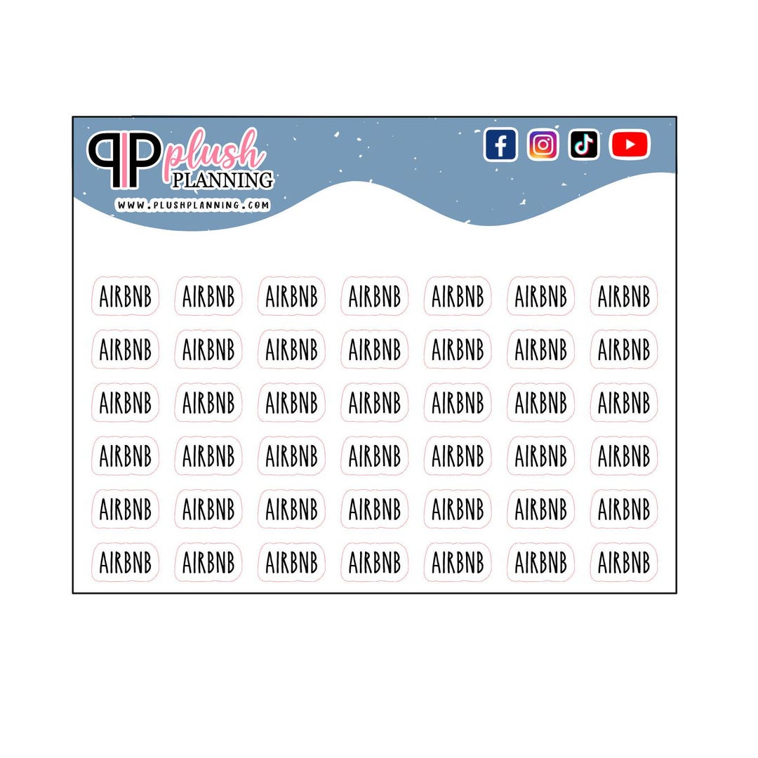 Airbnb Script Planner Stickers, Rae Dunn Inspired Font Style ...