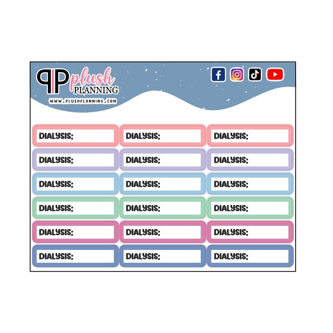 Dialysis Label Tracker Planner Stickers, Functional Planner Stickers ...