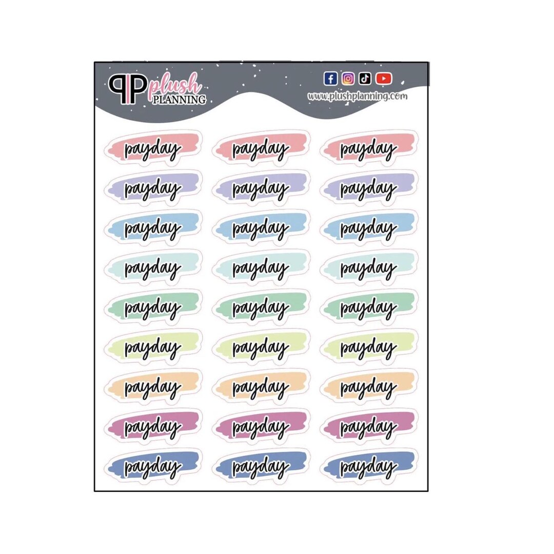 Payday Script Watercolor Swatches Planner Stickers, Fancy Planner ...