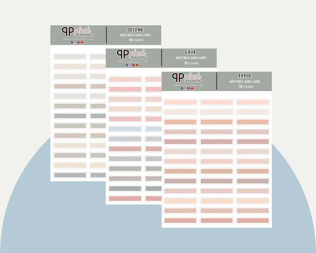 Writable Dash Label Planner Stickers Minimalist Collection - Etsy