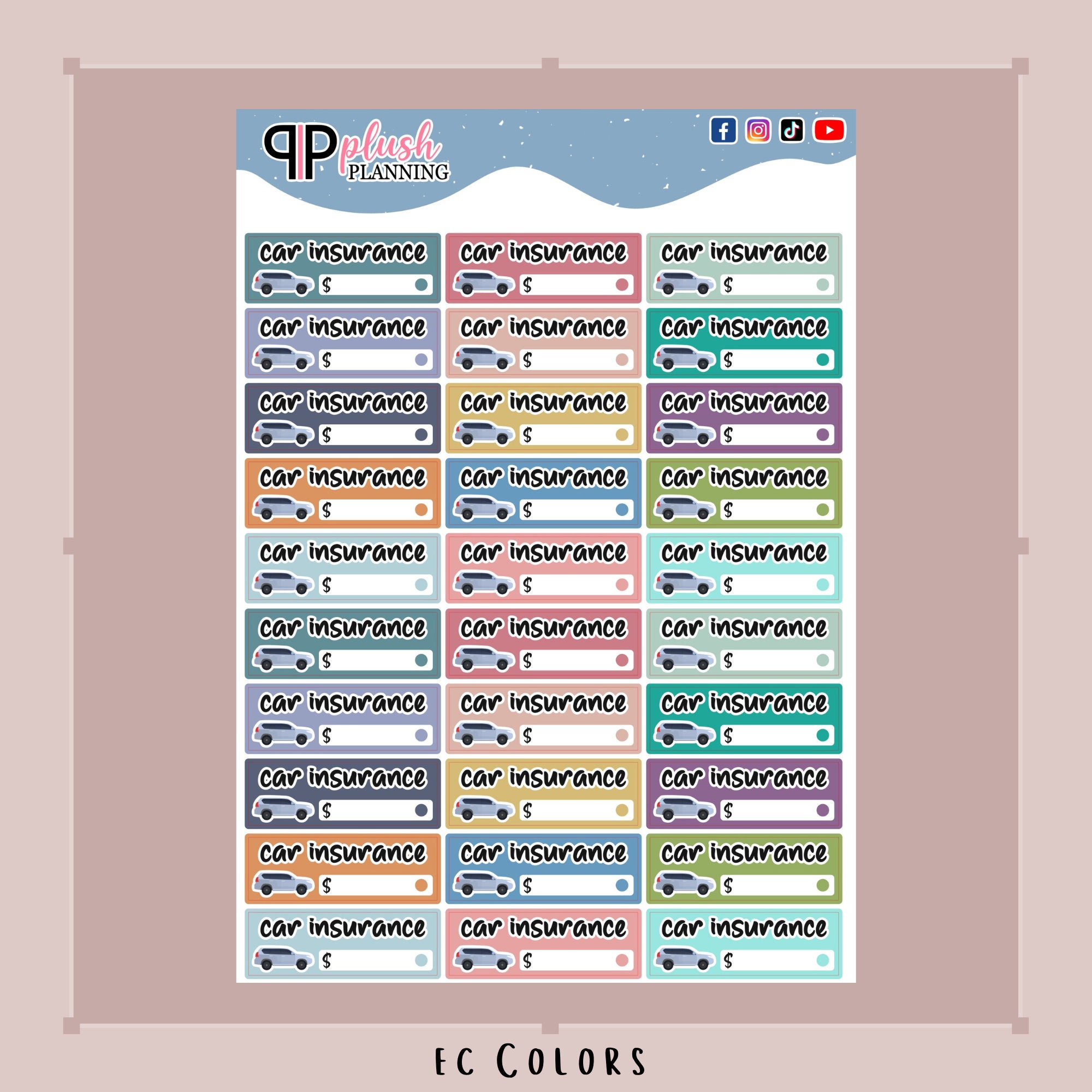 Car Insurance Tracker Checklist Planner Stickers - Etsy