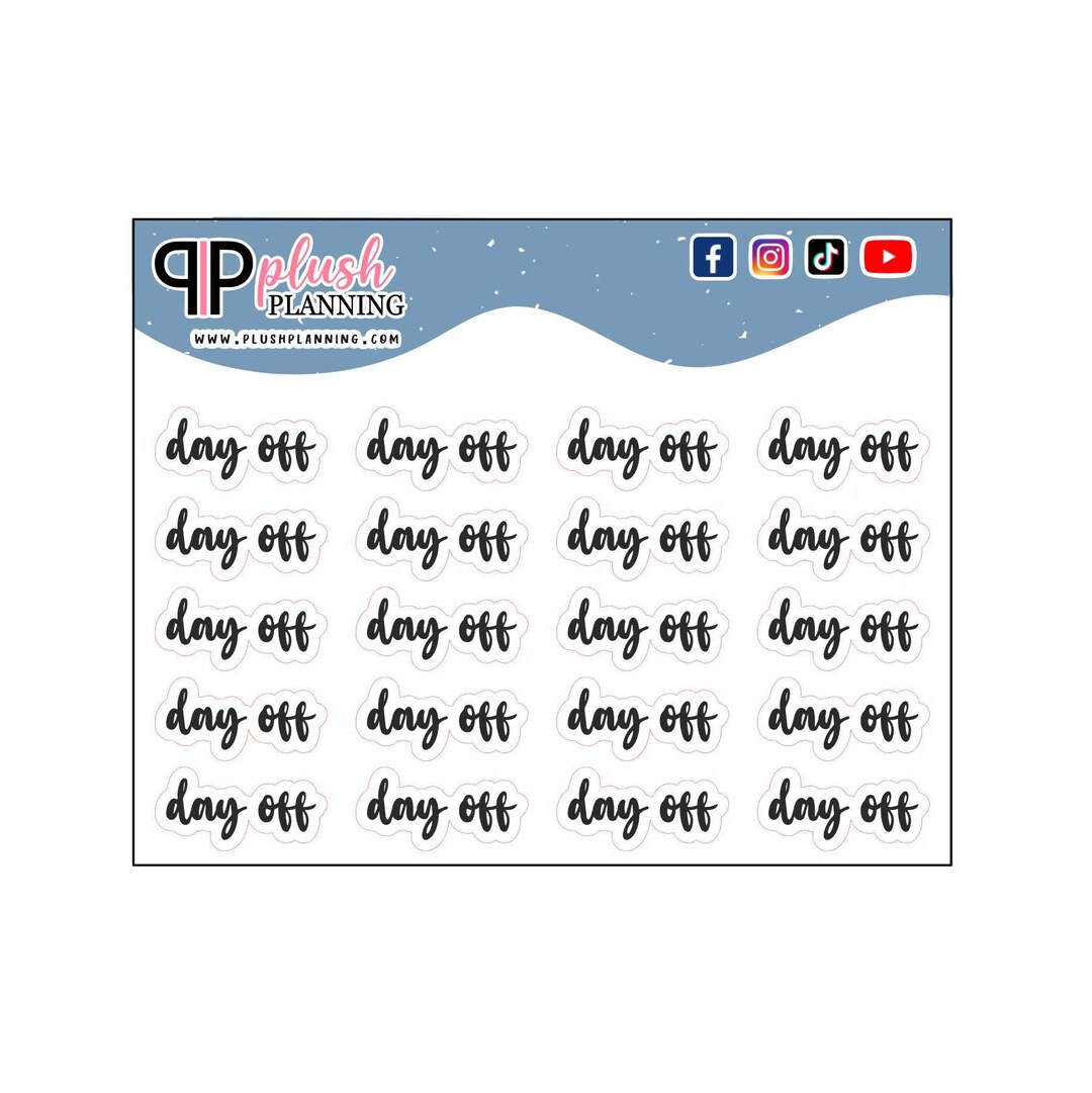 Day off Script Planner Stickers, Functional Script Stickers, Fancy Bold ...