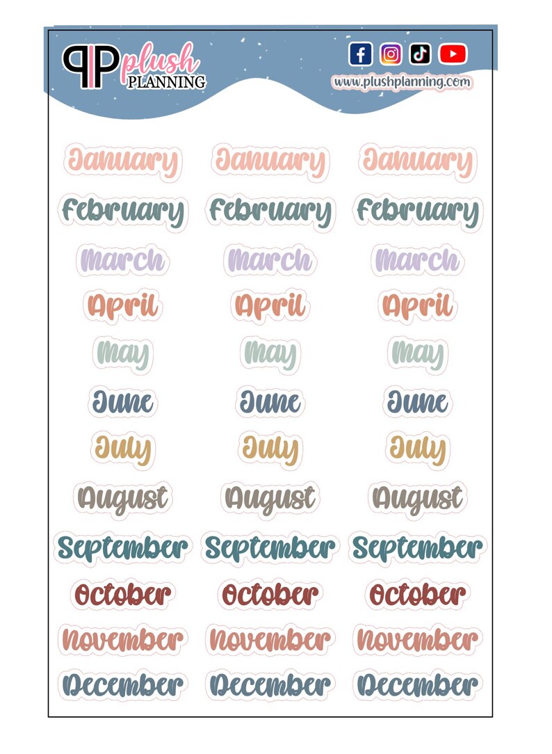 Months of the Year Planner Stickers, Cursive Font Collection - Etsy