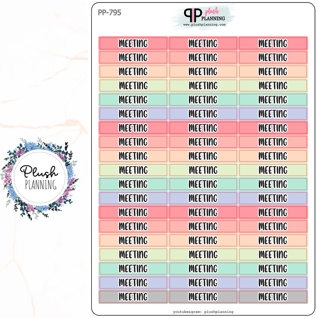 Meeting Header Planner Stickers, Mix Colors, Plush Planning - Etsy