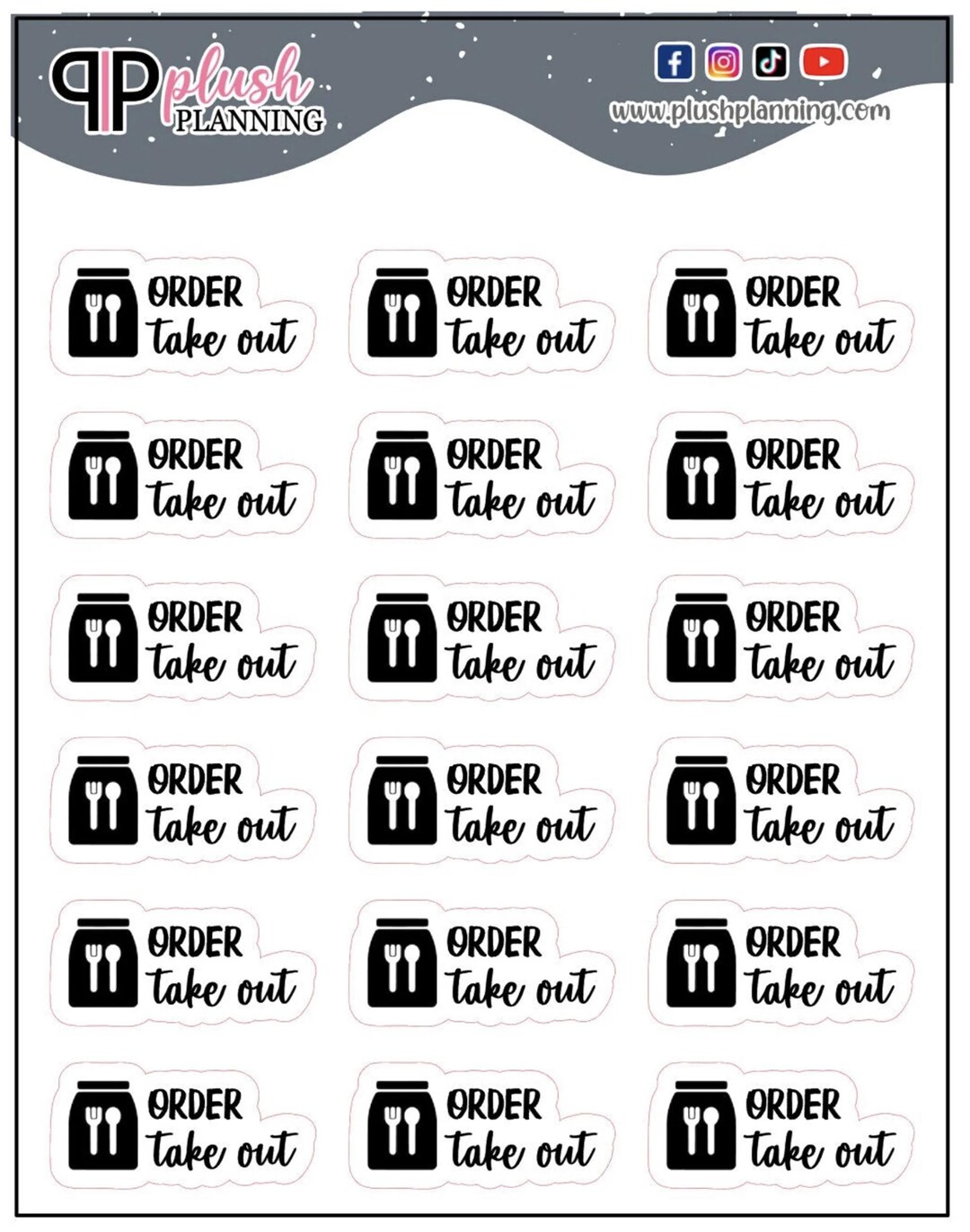 Order Take Out Tracker Mixed Script With Icon Planner Stickers, Mini ...