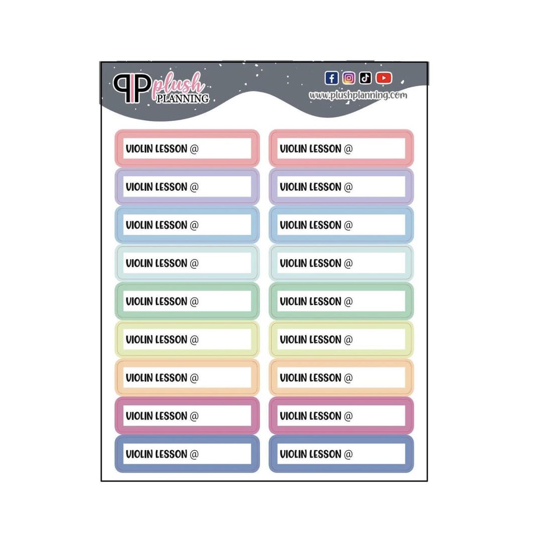 Violin Lesson Label Tracker Planner Stickers, Writable Functional ...