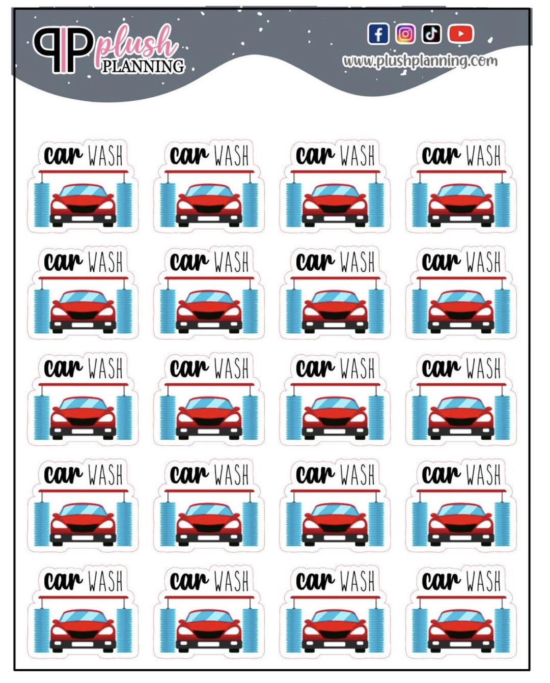 Car Wash Event Planner Stickers, Functional Deco Stickers, Mini Series ...