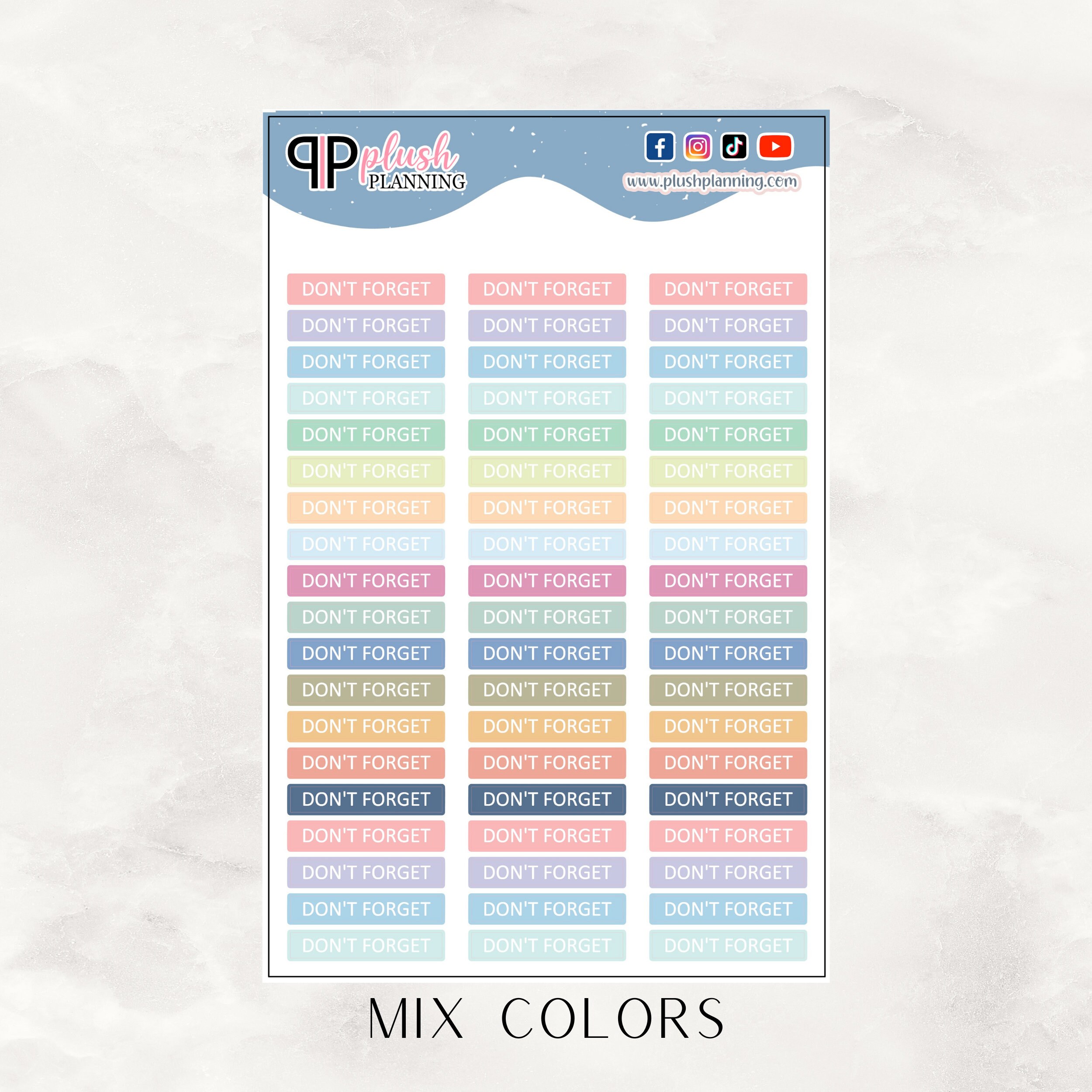 Don't Forget Header Tracker Planner Stickers, Functional Stickers ...