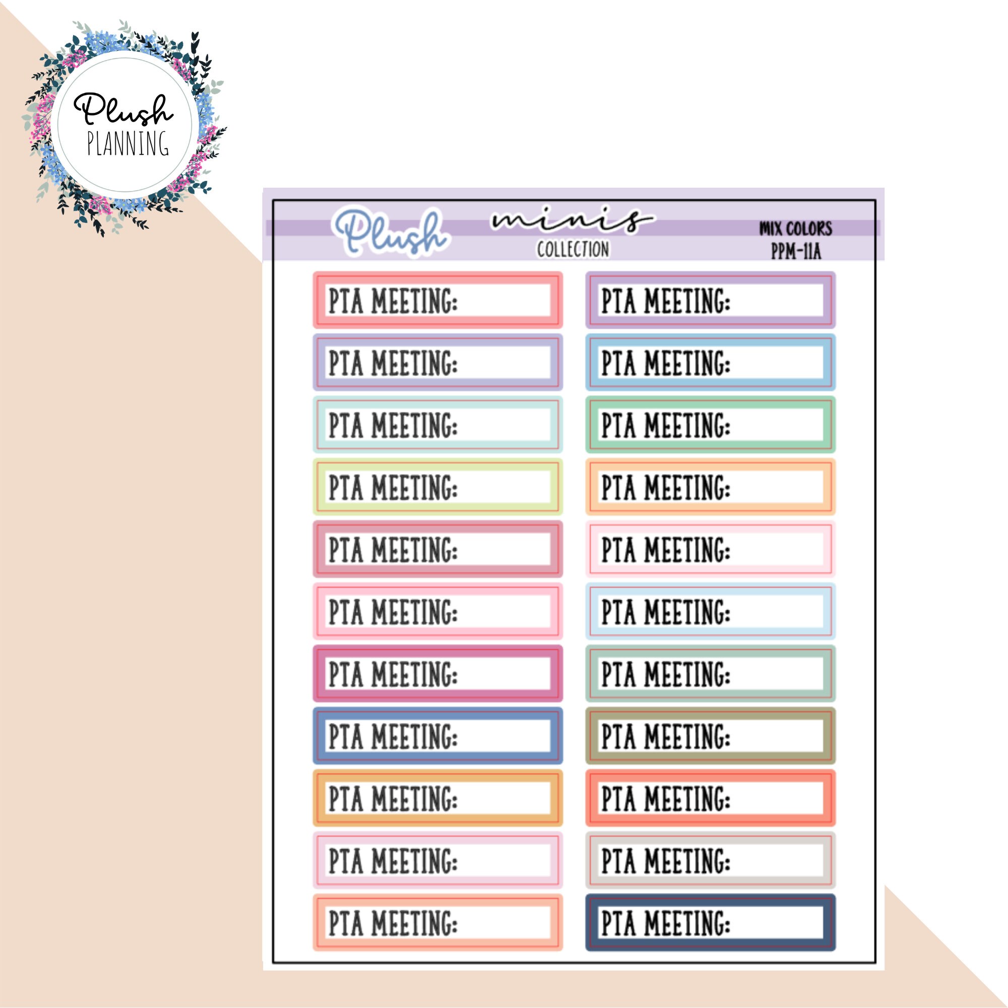 PTA Meeting Label Tracker Planner Stickers Black Mix Colors - Etsy UK