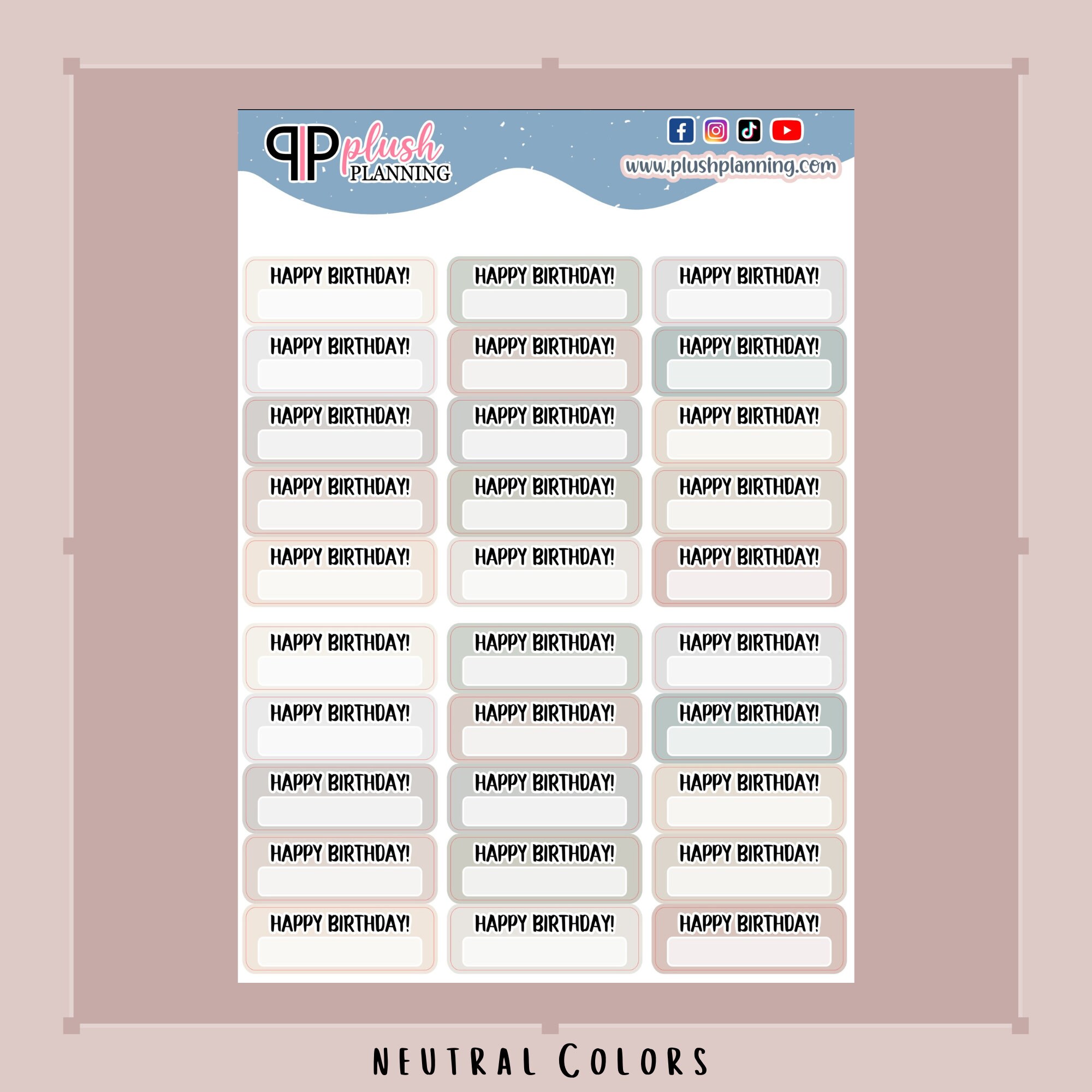 Happy Birthday! Label Box Tracker Planner Stickers - Etsy