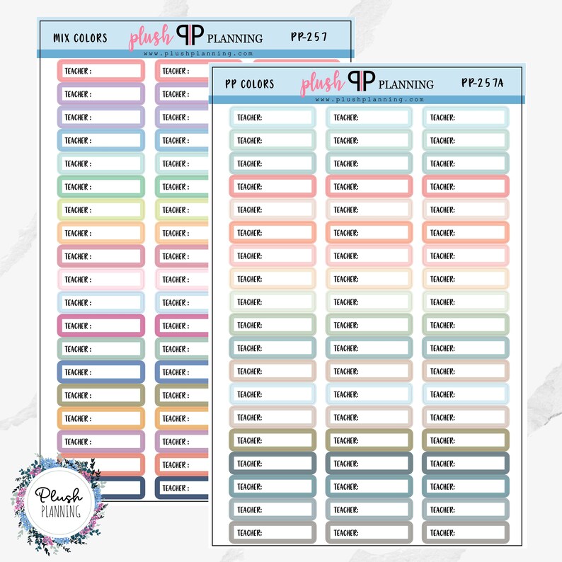 Teacher Label Tracker Planner Stickers Mix Colors PP Colors - Etsy