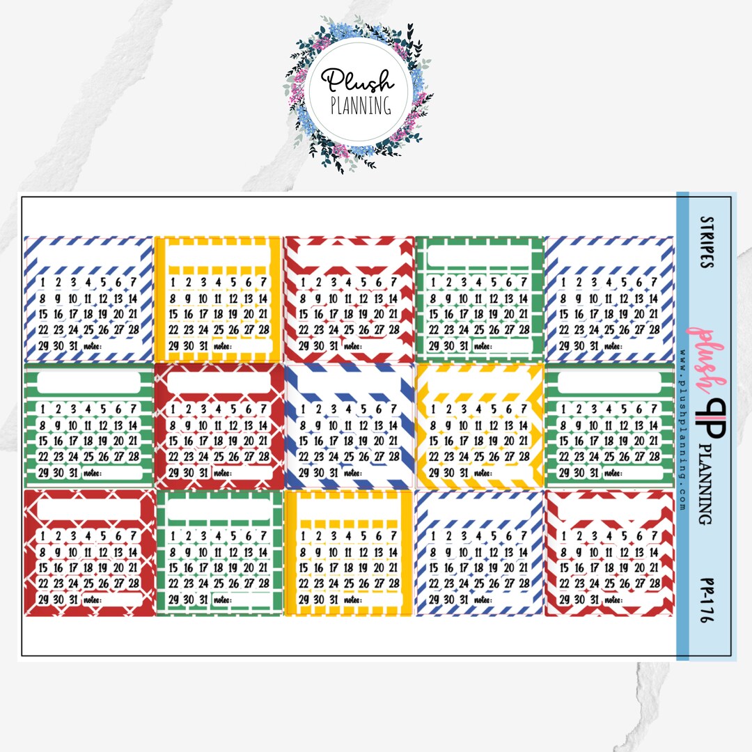 Bold Stripes Tracker Monthly Sidebar Planner Stickers Mix - Etsy