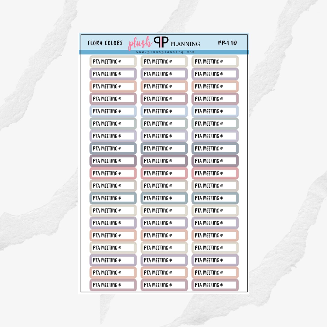 PTA Meeting Label Tracker Planner Stickers, PTA Meeting Tracker, Flora ...