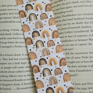 Neutral Boho Rainbows Pattern Bookmarks, Rainbows Print Bookmarks, Boho ...