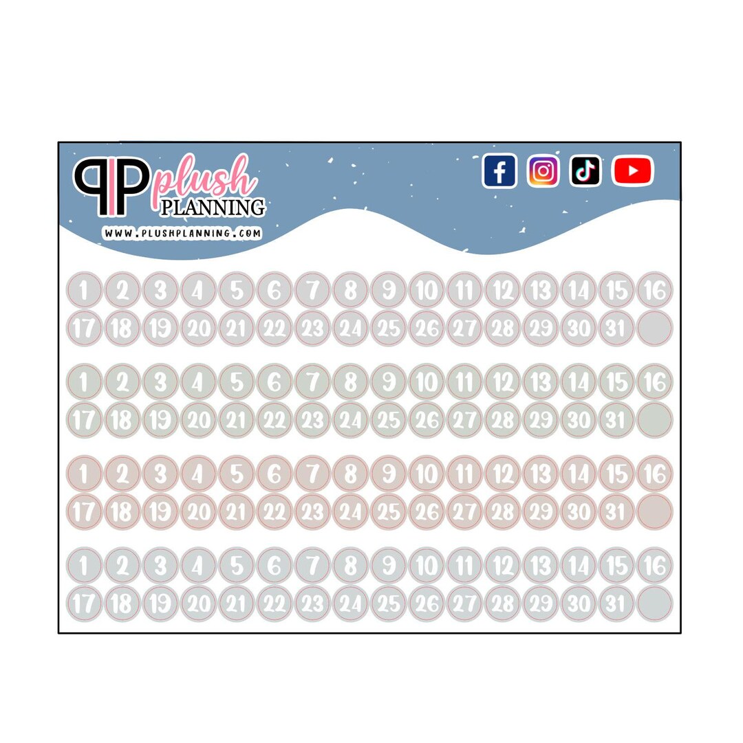 Monthly Date Dots Planner Stickers, Removable Matte Stickers - Etsy