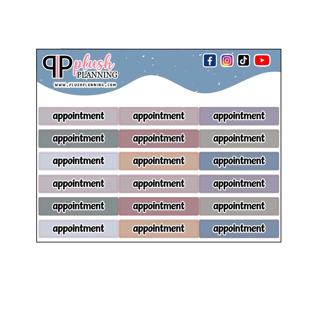 Appointment Label Header Tracker Planner Stickers, Functional Planner ...