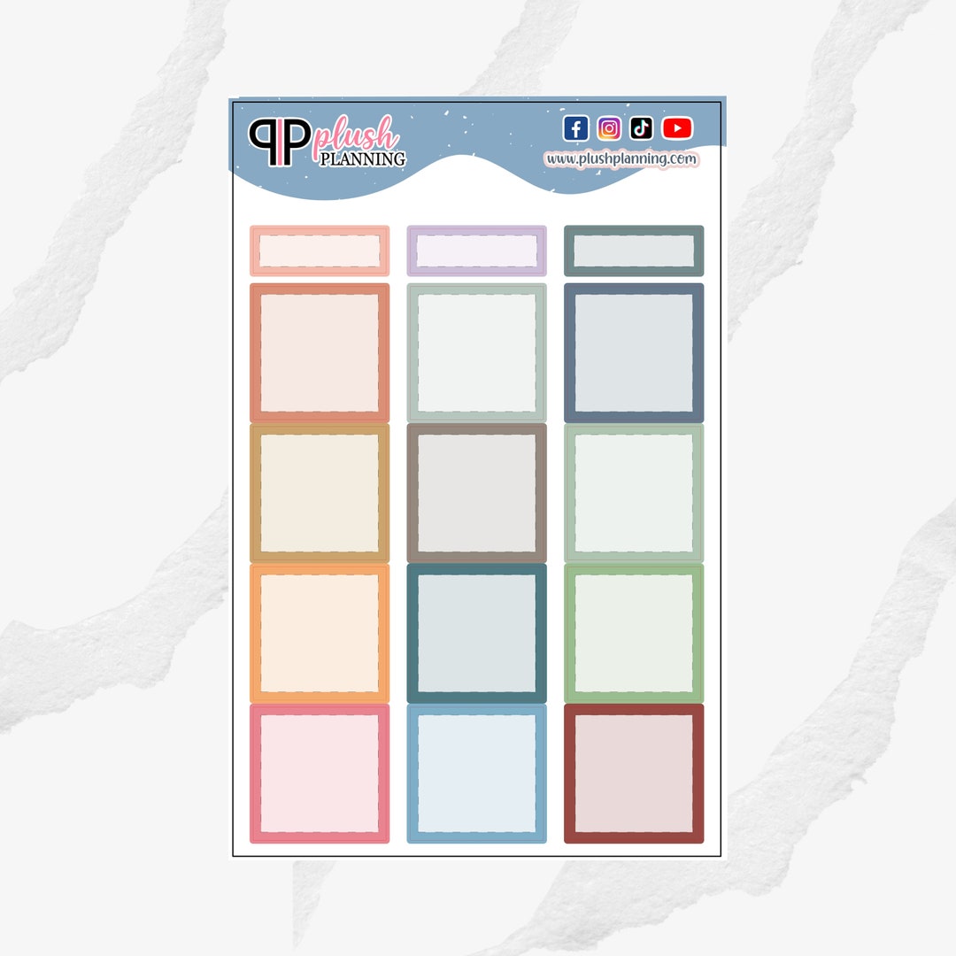 Writable 3 Hour Dash Border Box Planner Stickers, Functional Stickers ...