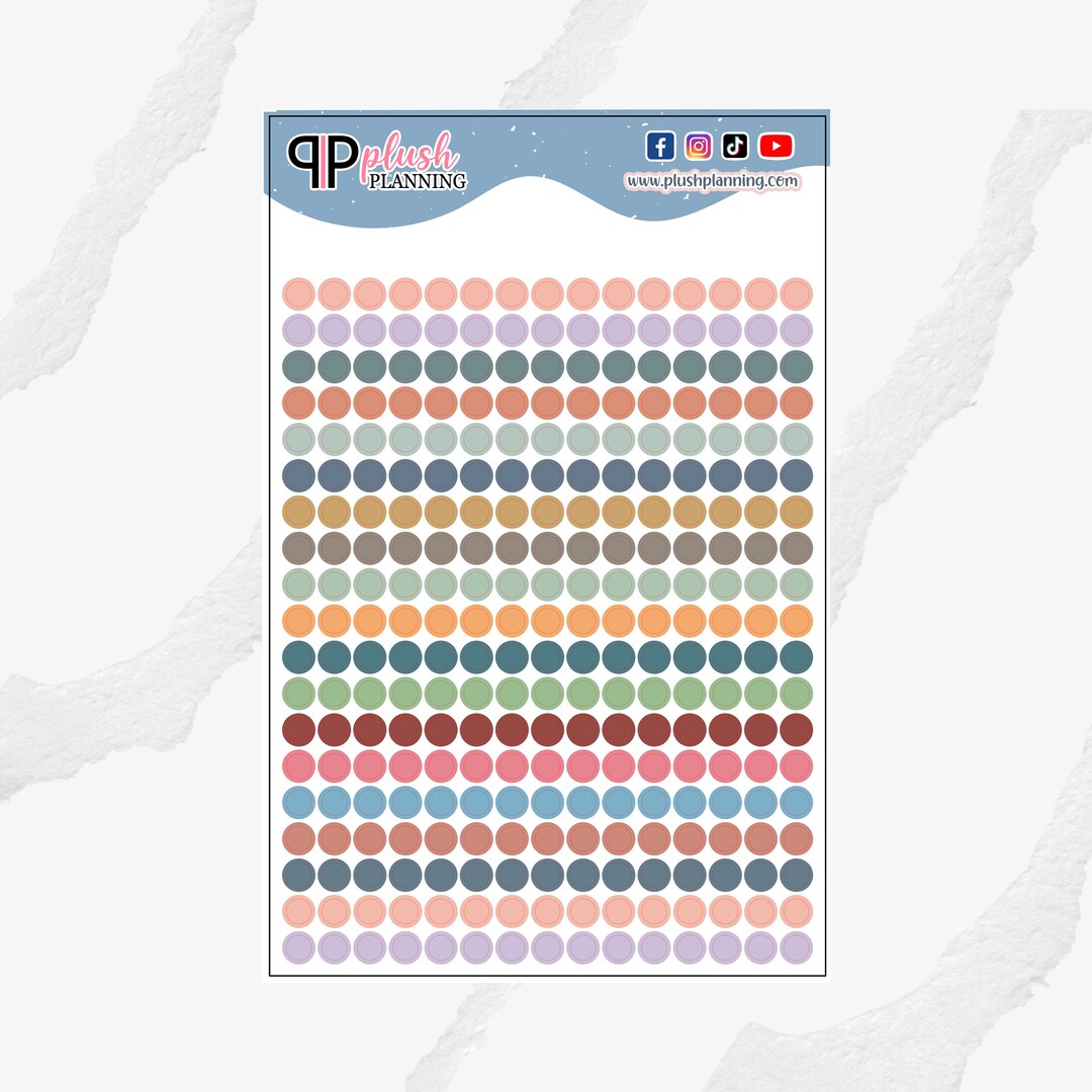 Circle Dots Tracker Labels Planner Stickers, Plush Planning Colors ...