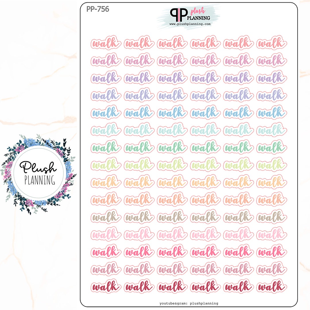 Walk Script Planner Stickers, Functional Script Stickers, Walking ...