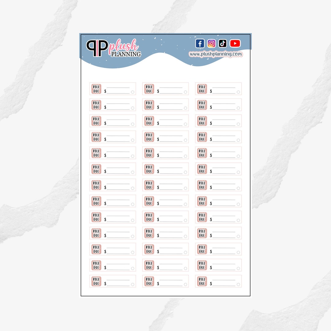 Bill Due Stickers With Icon and Checklist Planner Stickers, Bill ...