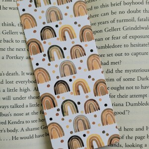 Neutral Boho Rainbows Pattern Bookmarks, Rainbows Print Bookmarks, Boho ...