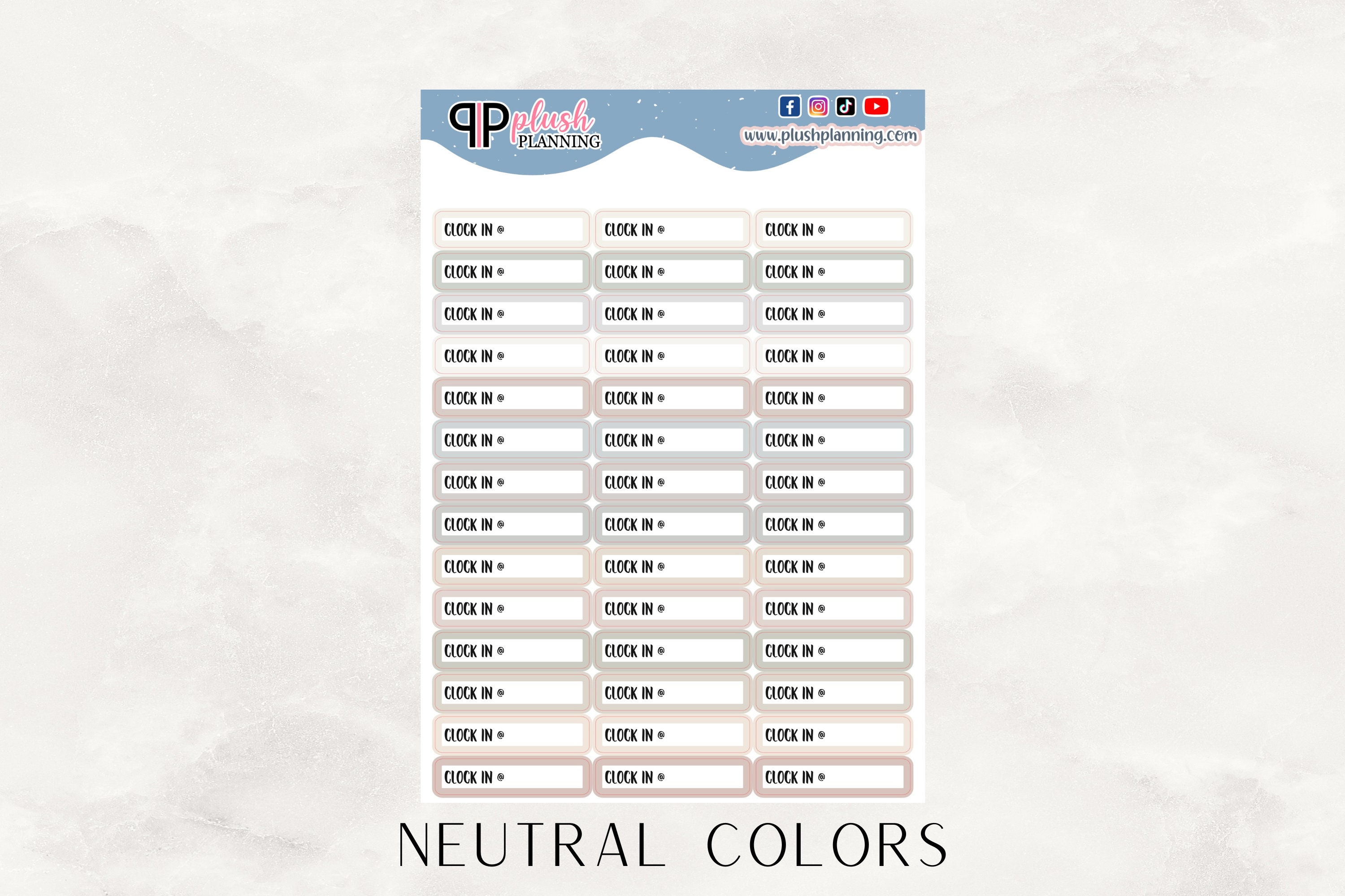Clock in Label Tracker Planner Stickers, Work Schedule, Clock in Time ...