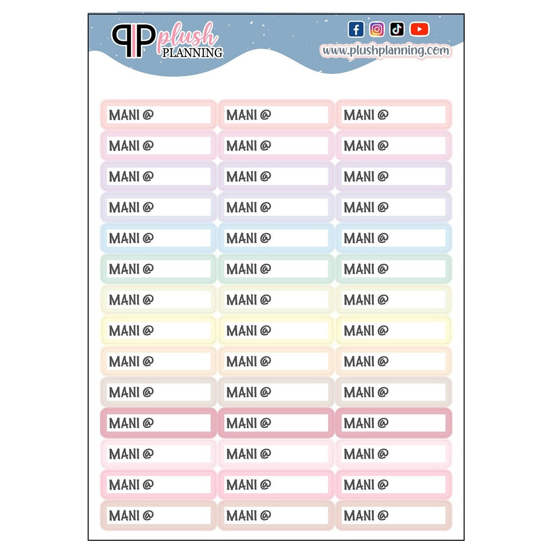 MANI / MANICURE Planner Stickers, Appointment Stickers, Salon Manicure ...