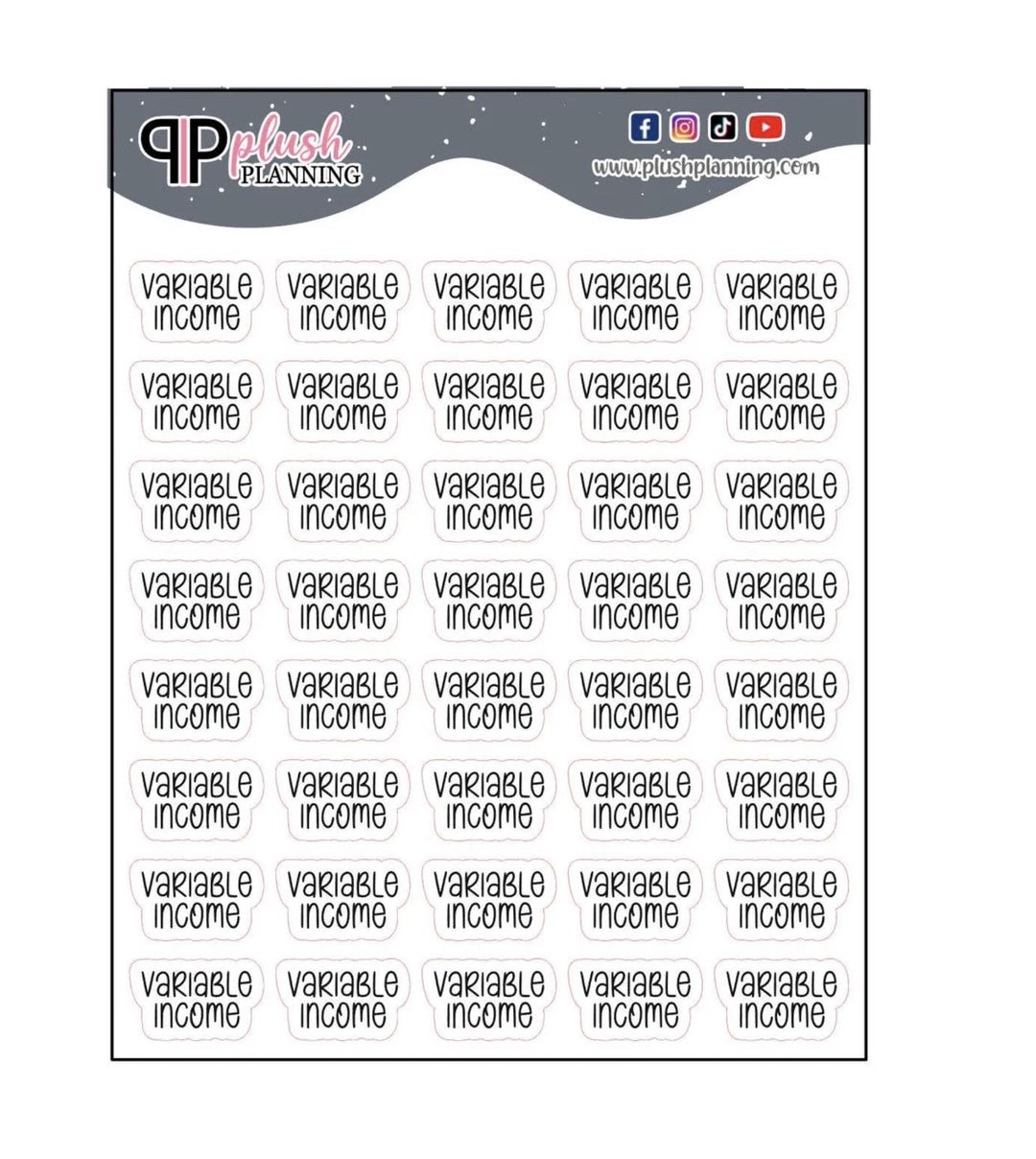 Variable Income Script Stickers, Functional Script Stickers, Budget ...