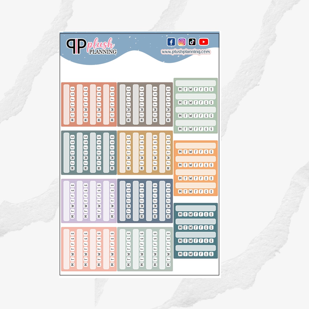 HABIT TRACKER SIDEBAR for 7x9 Planner Stickers, Writable Weekly Habits ...