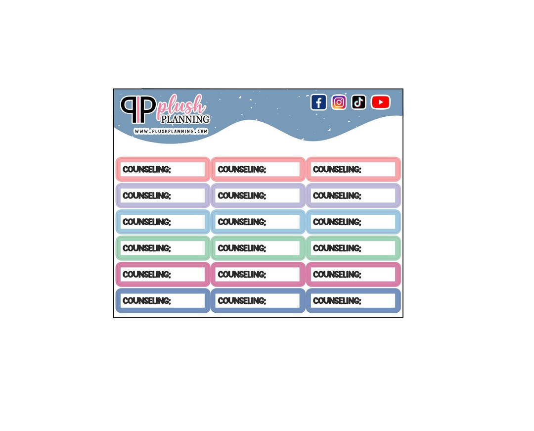 Counseling Label Tracker Planner Stickers, Functional Planner Stickers ...