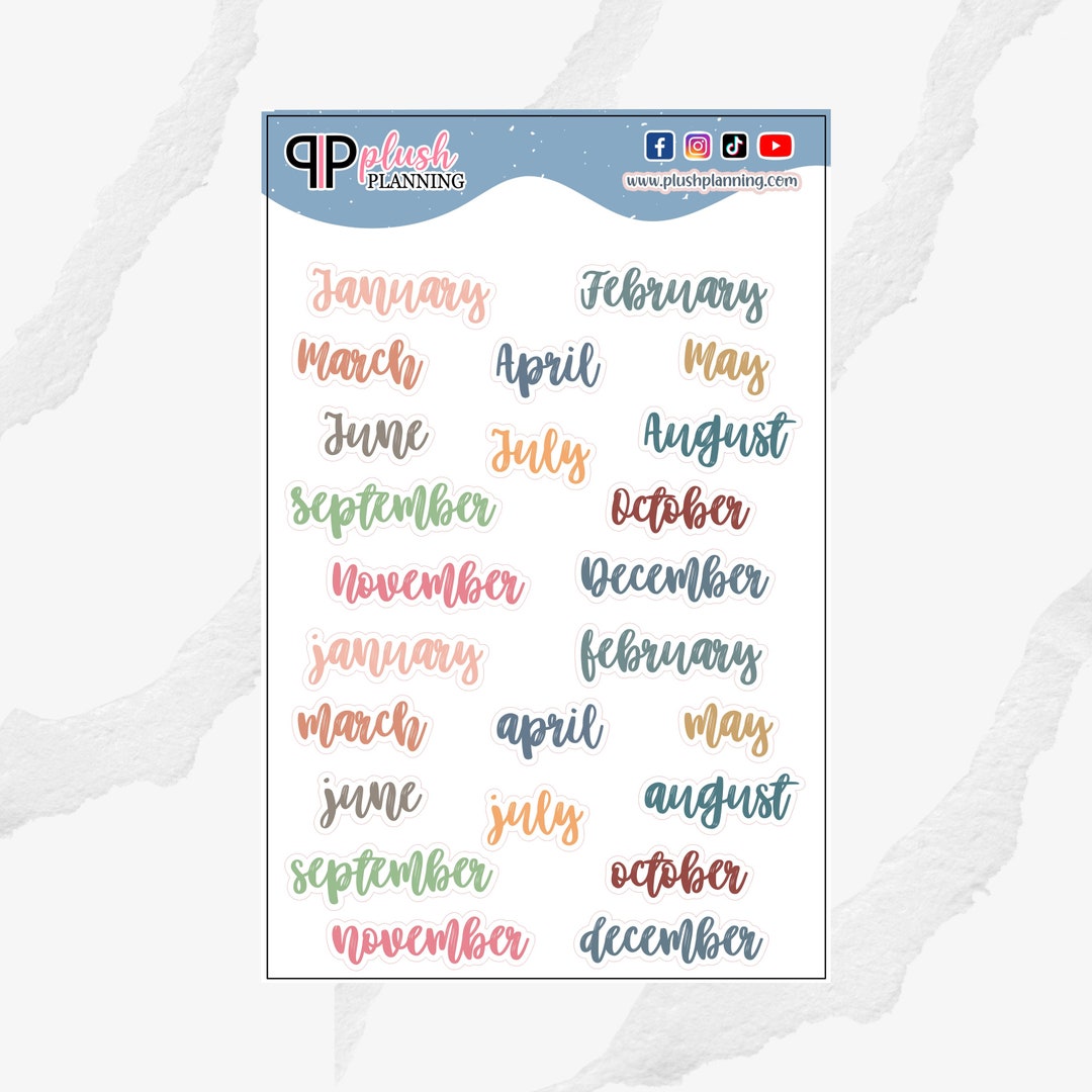 Monthly Scripts Style A Planner Stickers, Monthly Tracker, Month to ...