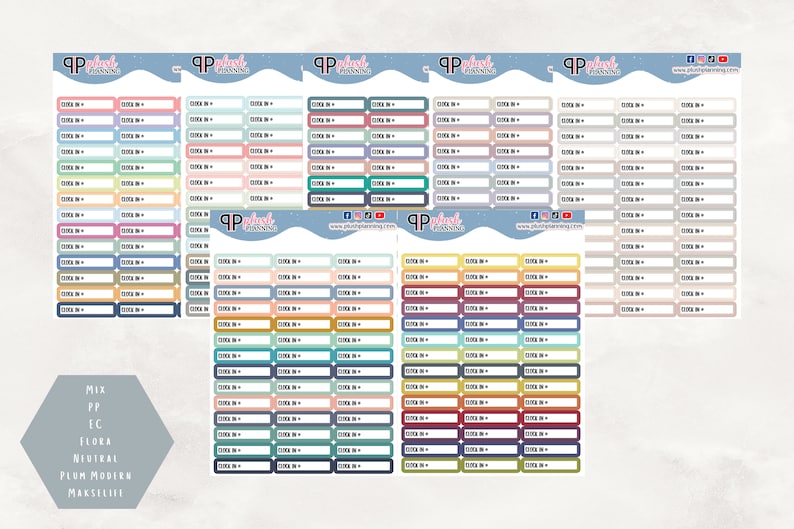 Clock in Label Tracker Planner Stickers, Work Schedule, Clock in Time ...